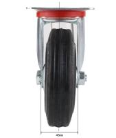 China 3 3.5 4 5 6 8 Inch Zinc Plated Black Solid Rubber Oil Proof Wheel Castor Rigid Swivel Locking Brake Trolley Cart Garbage Casters for sale