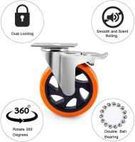 China Features a 360-degree 1.5 2 2.5 3 4 5 Inch Heavy Duty Swivel PU Caster Orange Trolley Caster Wheel for Carts or Workbenches for sale