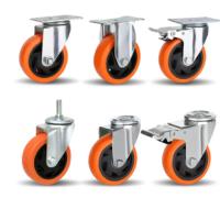 China Features a 360-degree 1.5 2 2.5 3 4 5 Inch Heavy Duty Swivel PU Caster Orange Trolley Caster Wheel for Carts or Workbenches for sale