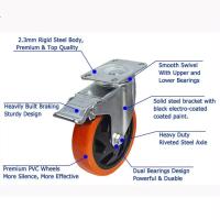 China Features a 360-degree 1.5 2 2.5 3 4 5 Inch Heavy Duty Swivel PU Caster Orange Trolley Caster Wheel for Carts or Workbenches for sale
