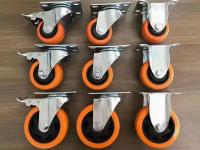 China Features a 360-degree 1.5 2 2.5 3 4 5 Inch Heavy Duty Swivel PU Caster Orange Trolley Caster Wheel for Carts or Workbenches for sale