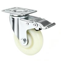 China Medium-Duty Whitee PP Castor Wheel Wear Resistant Pulley Trolley Casters With Brake 3 Inch 4 Inch 5 Inch Double Ball Bearing for sale
