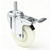 China Medium-Duty Whitee PP Castor Wheel Wear Resistant Pulley Trolley Casters With Brake 3 Inch 4 Inch 5 Inch Double Ball Bearing for sale