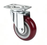 China High Quality Red PVC Caster Wheel Double Brake Design 4/5/6 Inch Medium Duty Wheels Casters for sale