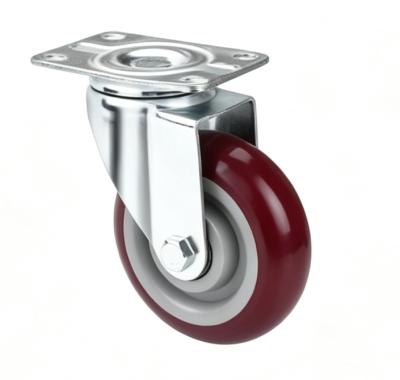 China High Quality Red PVC Caster Wheel Double Brake Design 4/5/6 Inch Medium Duty Wheels Casters for sale