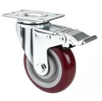 China High Quality Red PVC Caster Wheel Double Brake Design 4/5/6 Inch Medium Duty Wheels Casters for sale