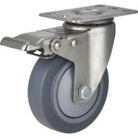 China 3 4 5 Inch Wheel 100-130kg Load Food Medical Industrial Machine Trolly Castor Medium Heavy Duty PU Swivel Caster With Brake for sale