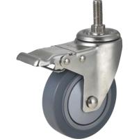 China 3 4 5 Inch Wheel 100-130kg Load Food Medical Industrial Machine Trolly Castor Medium Heavy Duty PU Swivel Caster With Brake for sale