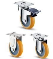 China Wholesale American Swivel Orange 4 Inches Pu Wheel Stainless Steel Medium Heavy Caster for sale