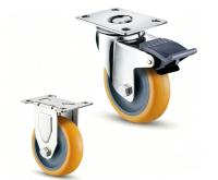China Wholesale American Swivel Orange 4 Inches Pu Wheel Stainless Steel Medium Heavy Caster for sale