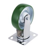 China 4/5/6inch PU Wheel Casters Swivel Top Plate Threaded Stem Castor Automobile Industry Medium Heavy Duty Steel Core Casters Wheel for sale