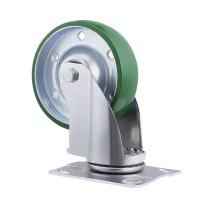 China 4/5/6inch PU Wheel Casters Swivel Top Plate Threaded Stem Castor Automobile Industry Medium Heavy Duty Steel Core Casters Wheel for sale