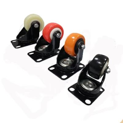 China 1.5 2 2.5 3 Inch 40mm 50mm Black Red Blue White Orange Small Wheel Swivel Stem Furniture Trolley Castors PVC PU Caster Wheels for sale