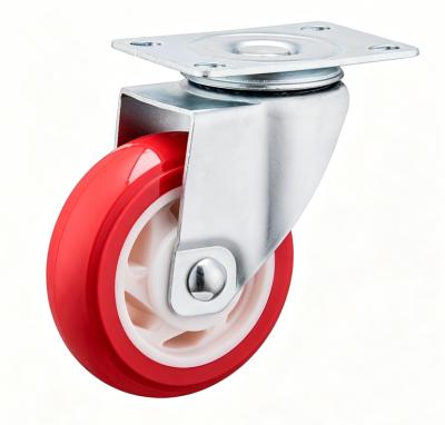 China 3/4/5 inch Medium‑Duty Korean‑Style Red PU Caster with White Core for sale