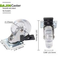 China 2 Inch 3 Inch 4 Inch 75mm Clear Swivel Brake Wheels Silicone Transparent Cabinet Office Chair Furniture Caster Wheel for sale