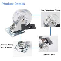China 2 Inch 3 Inch 4 Inch 75mm Clear Swivel Brake Wheels Silicone Transparent Cabinet Office Chair Furniture Caster Wheel for sale