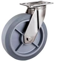 China Heavy Duty 6 Inch Stainless Steel Caster TPR Grey Rubber Wear-resistant Silent Industrial Trolley Swivel Locking Castors for sale
