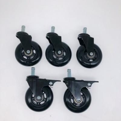 China 3 Inch 75mm all black Roller Brade Transparent Polyurethane Office Chair Caster Wheel for sale