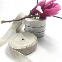 China Home Textile 1 Inch Linen 100% Linen Burlap Ribbon For Christmas Wedding Decoration for sale