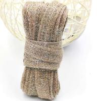 China DIY Decoration Jute Fabric Ribbon with Silver Fishing Line 85% Jute 15% Polyester for sale