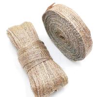 China DIY Decoration Jute Fabric Ribbon with Silver Fishing Line 85% Jute 15% Polyester for sale