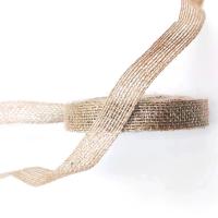 China DIY Decoration Jute Fabric Ribbon with Silver Fishing Line 85% Jute 15% Polyester for sale