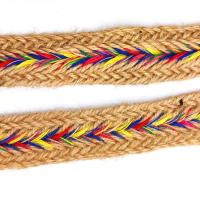 China 2.5cm Wide Natural Jute Lace Trim Ribbons Twisted Herringbone Webbing for Jute Crafts for sale