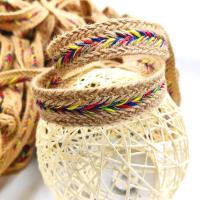 China 2.5cm Wide Natural Jute Lace Trim Ribbons Twisted Herringbone Webbing for Jute Crafts for sale