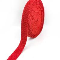China Sustainable Red Herringbone Jute Braided Belt with Colorful Woven Ribbon Webbing for sale