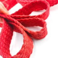 China Sustainable Red Herringbone Jute Braided Belt with Colorful Woven Ribbon Webbing for sale
