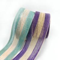 China Sustainable Decorative Stripe Burlap Ribbon for Bags 5.5cm Colored Jute Fishing Line Belt for sale