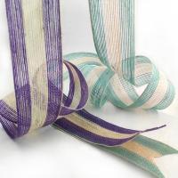 China Sustainable Decorative Stripe Burlap Ribbon for Bags 5.5cm Colored Jute Fishing Line Belt for sale