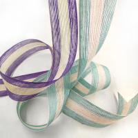 China Sustainable Decorative Stripe Burlap Ribbon for Bags 5.5cm Colored Jute Fishing Line Belt for sale