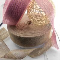 China Pink Jute Ribbon Jute Burlap Rolls for Gift Packing Christmas Wedding Decoration 2.6 Inch for sale