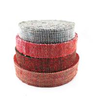 China Sustainable 4 Cm Red Orange Silver Colorful Christmas Decorative Jute Ribbon Webbing for sale