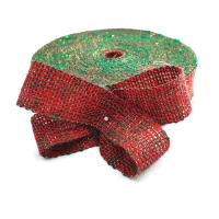 China Sustainable 4 Cm Red Orange Silver Colorful Christmas Decorative Jute Ribbon Webbing for sale