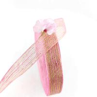 China 50% Jute 50% Polyester Fish Silk Glitter Decorative Jute Ribbon For Gift Packaging for sale