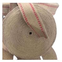 China Thick Woven Natural Red Stripes Jute Belt Rolls for Bag Handle Sustainable and Stylish for sale