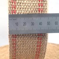 China Thick Woven Natural Red Stripes Jute Belt Rolls for Bag Handle Sustainable and Stylish for sale