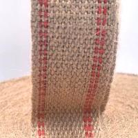 China Thick Woven Natural Red Stripes Jute Belt Rolls for Bag Handle Sustainable and Stylish for sale