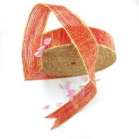 China 100% Jute Fabric Cloth Christmas Bow Jute Ribbon With Yellow Edge for Home Decoration for sale