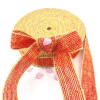 China 100% Jute Fabric Cloth Christmas Bow Jute Ribbon With Yellow Edge for Home Decoration for sale