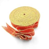 China 100% Jute Fabric Cloth Christmas Bow Jute Ribbon With Yellow Edge for Home Decoration for sale