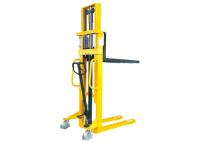China Strong Mast Manual Pallet Stacker C Type Steel Yellow Color Comfortable Operation for sale