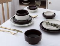 China Elegant two tone ceramic tableware set with matte glaze designed for Japanese restaurants boutique hotels cafes and homestays for sale