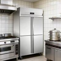 China Commercial four-door refrigerator, vertical stainless steel, dual temperature, large capacity freezer for sale