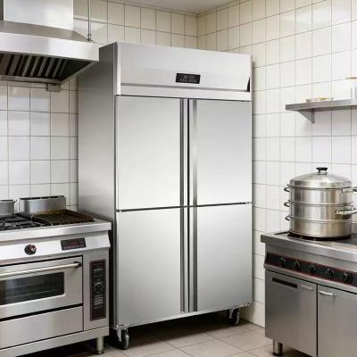 China Commercial four-door refrigerator, vertical stainless steel, dual temperature, large capacity freezer for sale