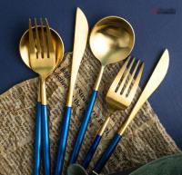 China on Blue Gold Cutlery for sale