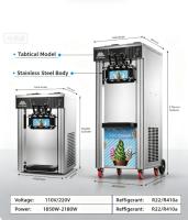 China Commercial Soft Serve Ice Cream Machine with Double Cylinder Stainless Steel Design for 3 Flavors for sale