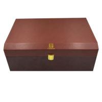 China New Design Half Leather Wooden Perfume Gift Box Arabic Market for sale